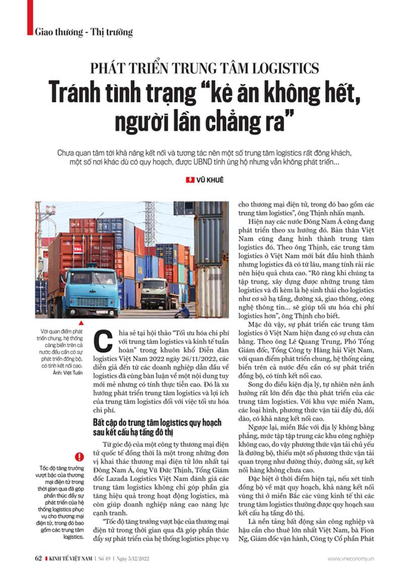 Phát triển trung tâm logistics: Tránh tình trạng “kẻ ăn không hết, người lần chẳng ra” - LTC ...